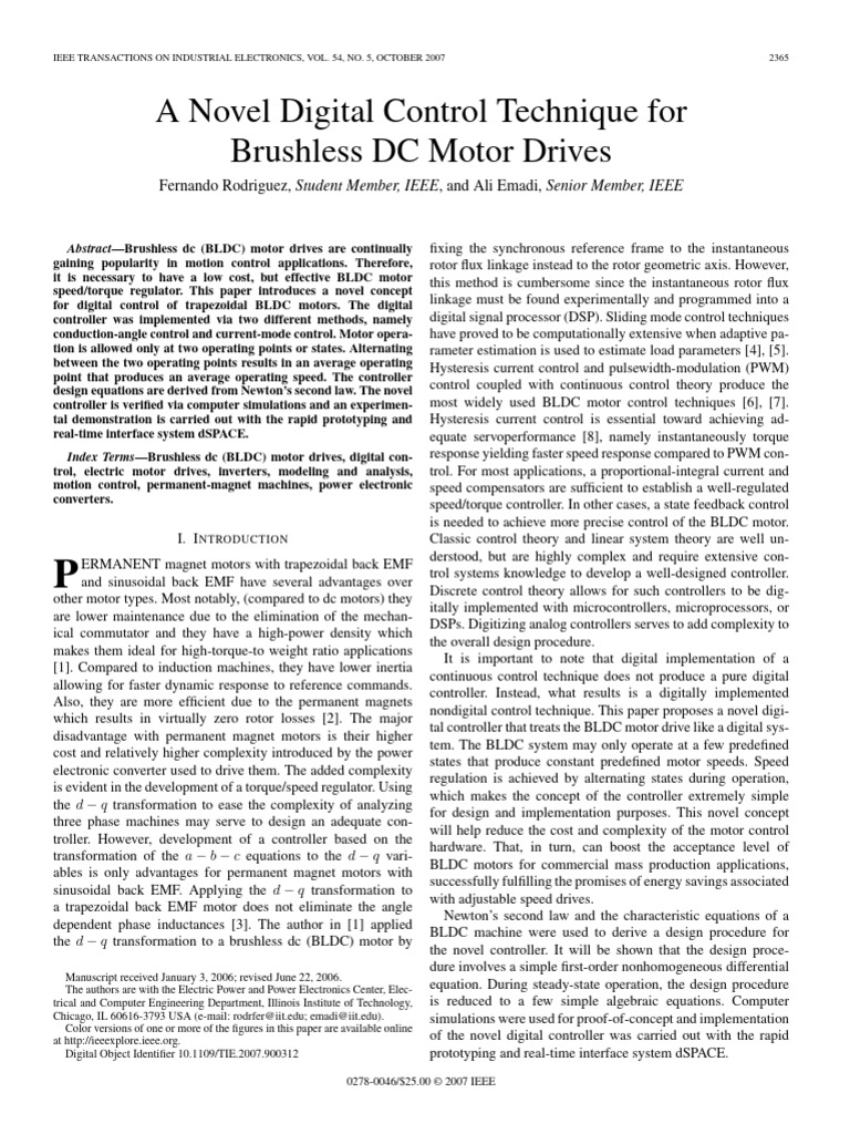 A Novel Digital Control Technique For Pdf Electric Motor