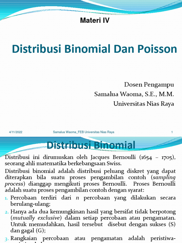 Distribusi Binomial Dan Poisson | PDF