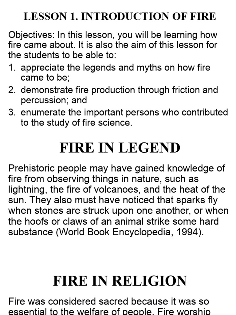 LESSON 1 Introduction To Fire | PDF LESSON 1 Introduction To Fire | PDF