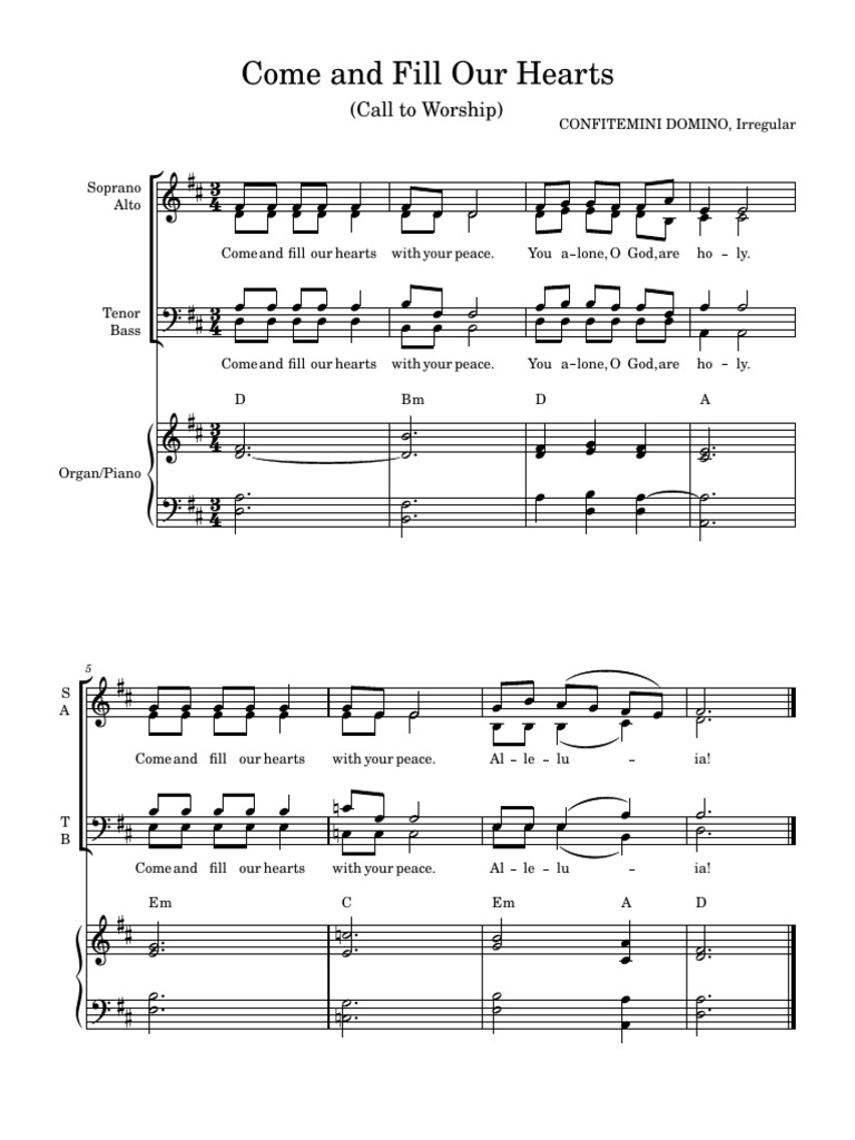 Come and Fill Our Hearts SATB Keyboard | PDF | Musical Compositions ...