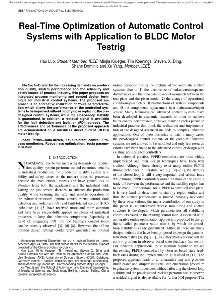 Real Time Optimization Of Automatic Control Download Free Pdf Control Theory Automation