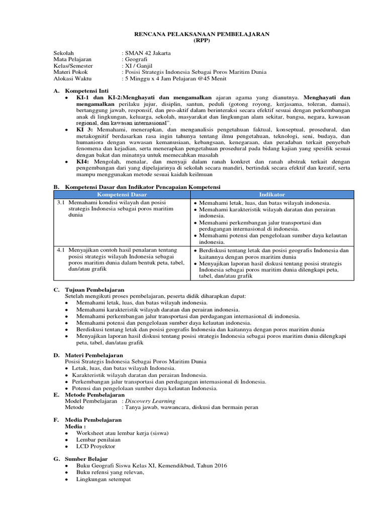 3.4.1a. RPP - Geografi Kelas Xi 2021 | PDF | Karier & Perkembangan