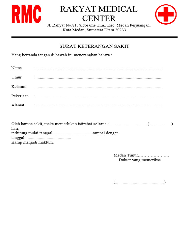 SK Sakit Klinik RMC | PDF