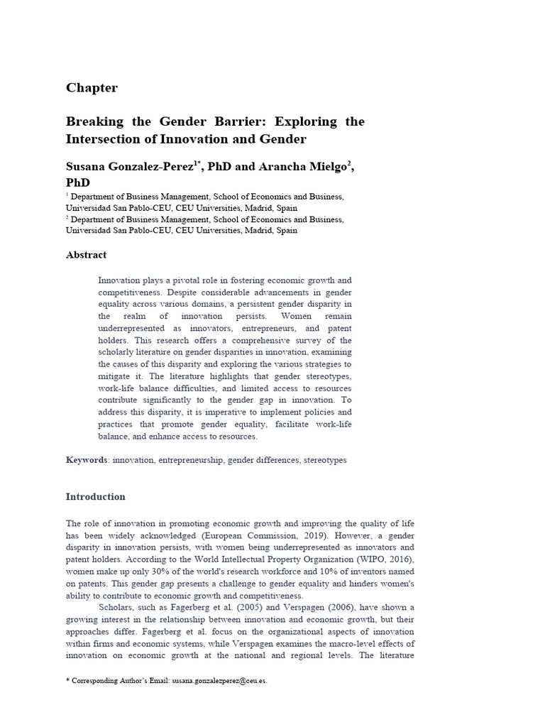 Gender Disparities in Innovation Explained | PDF | Innovation ...