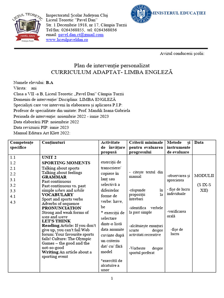 PIP - Engleza Borla Alexandra 7B | PDF