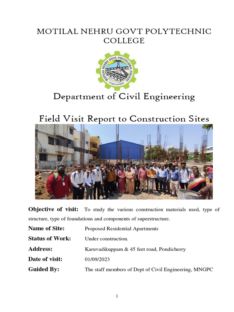 Field Visit Report: Construction Insights | PDF | Foundation ...