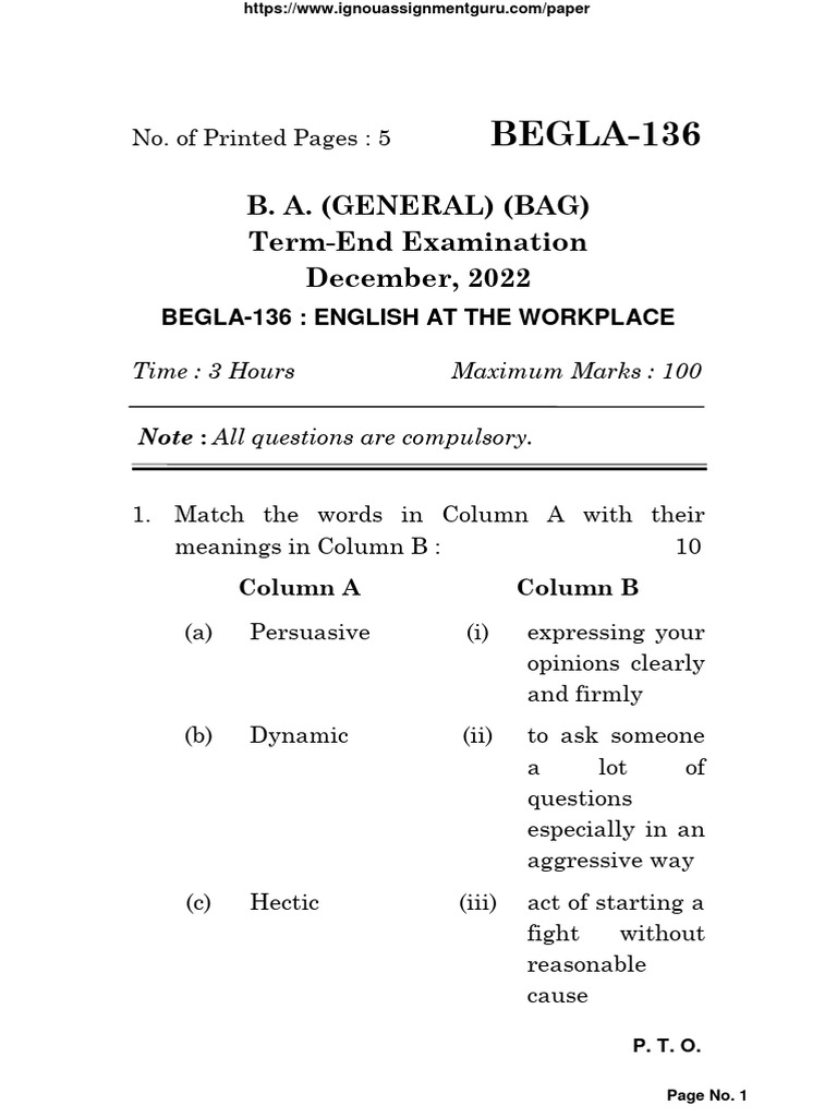 BEGLA-136 December 2022 | PDF | Human Communication | Communication