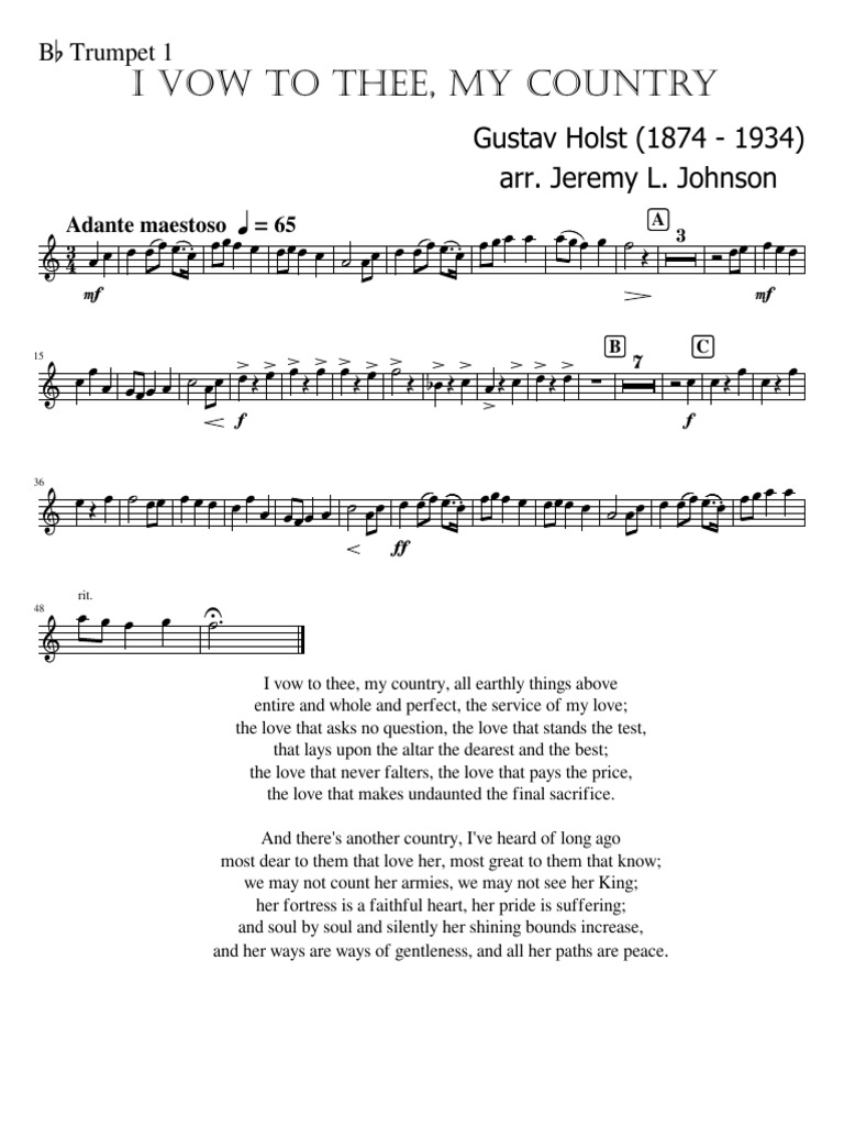 I Vow To Thee My Country-Bb Trumpet 1 | PDF