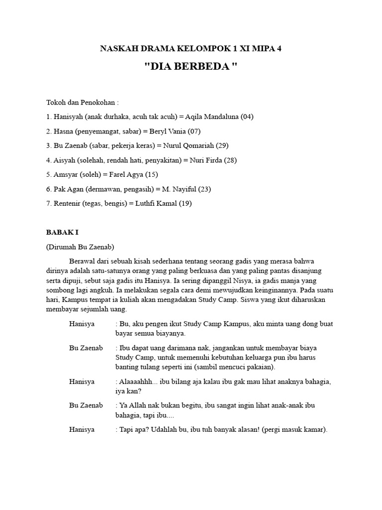 NASKAH DRAMA KELOMPOK 1 Bindo | PDF