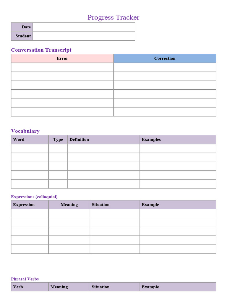 Progress Tracker Template | PDF