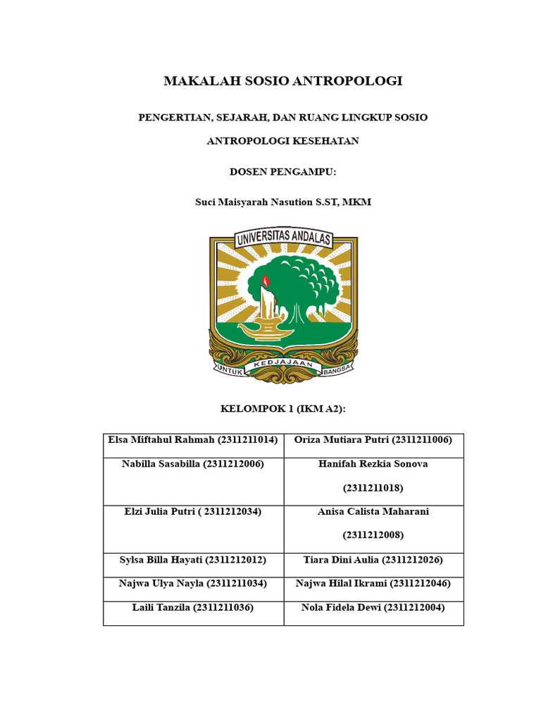Pengertian dan Ruang Lingkup Sosio Antropologi | PDF | Ilmu Sosial ...