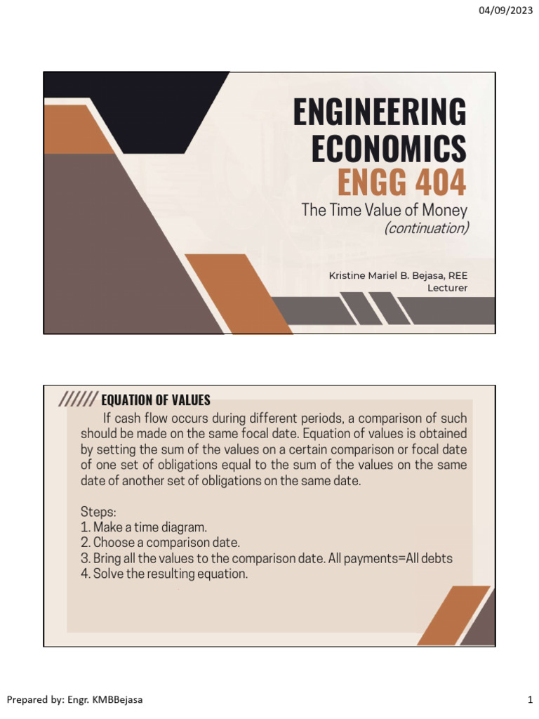 Engineering Economics | PDF | Present Value | Compound Interest