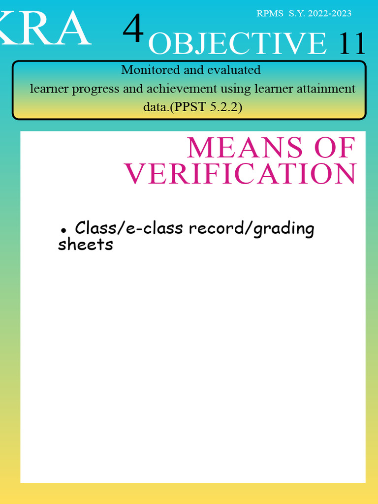 Monitoring Learner Progress: KRA 4 Objective 11 | PDF | Technology ...