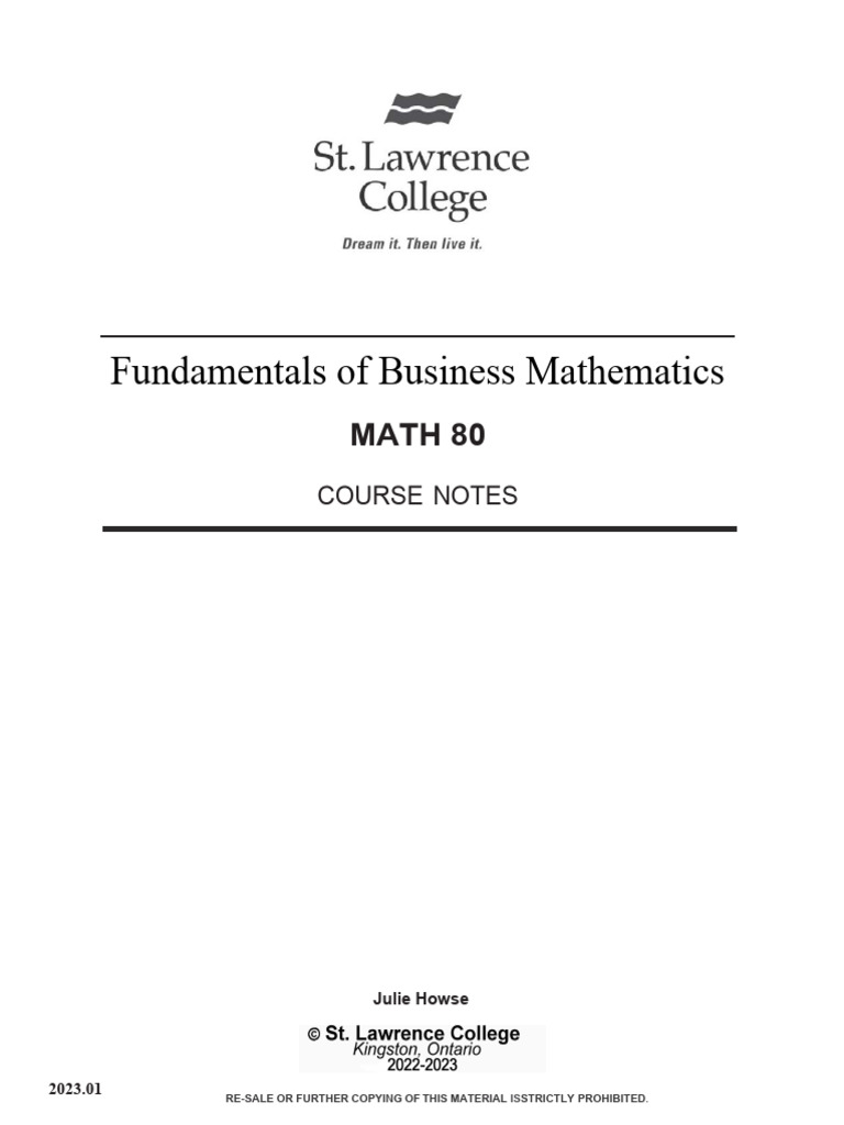 MATH 80 Course Package (23) Jan | PDF | Elasticity (Economics) | Demand