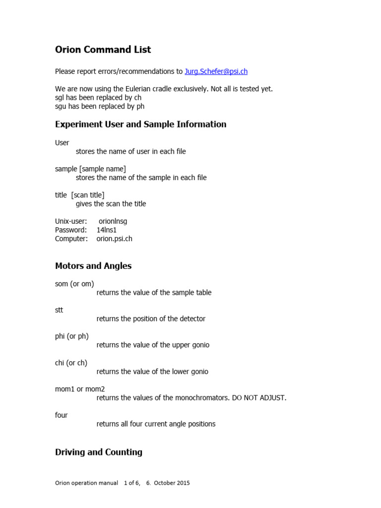 Orion Cradle Commands | PDF | Computing | Software Orion Cradle Commands | PDF | Computing | Software