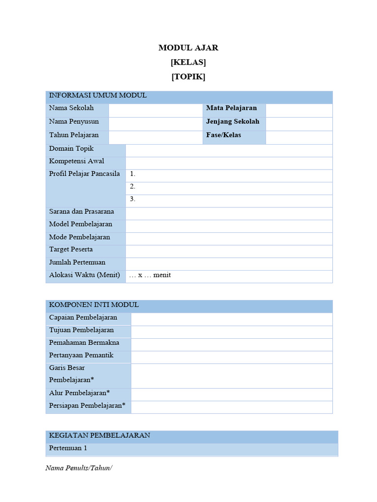 Template Modul Ajar | PDF