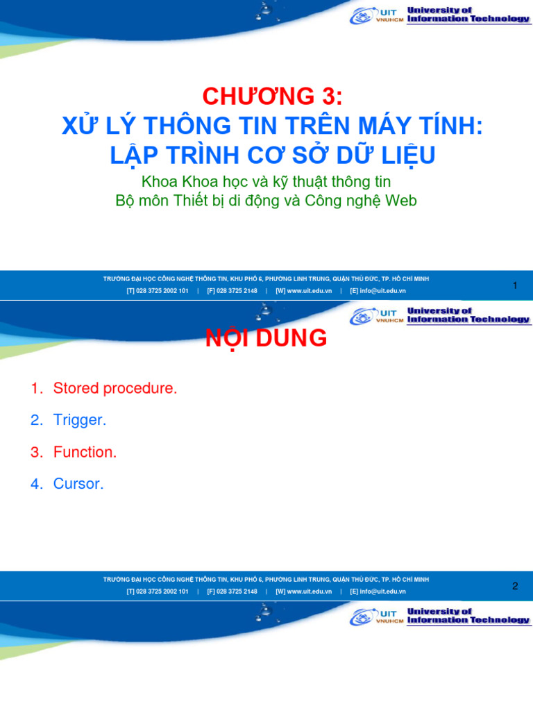 03 - SQL - SP - Trigger - Xu Ly Thong Tin | PDF