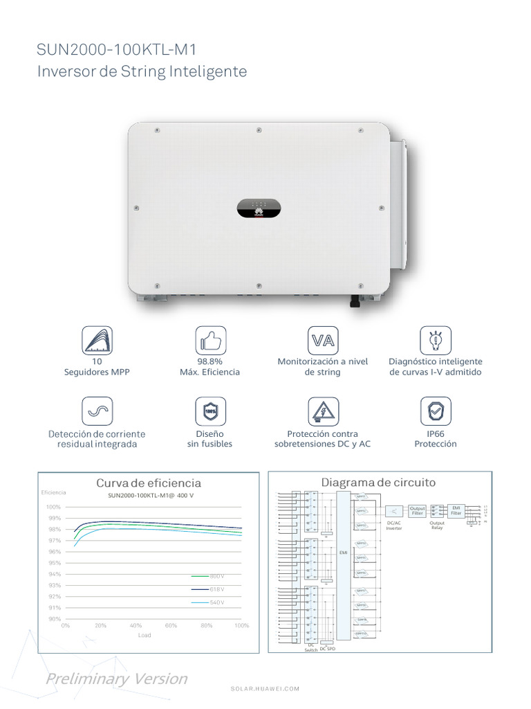 Ficha Huawei SUN2000 100KTL M1 | PDF | Ciencia de los Materiales | Cantidad