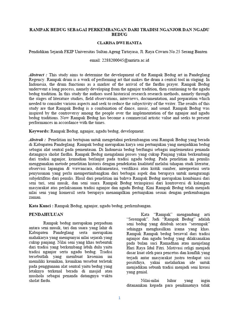 Perkembangan Seni Rampak Bedug | PDF