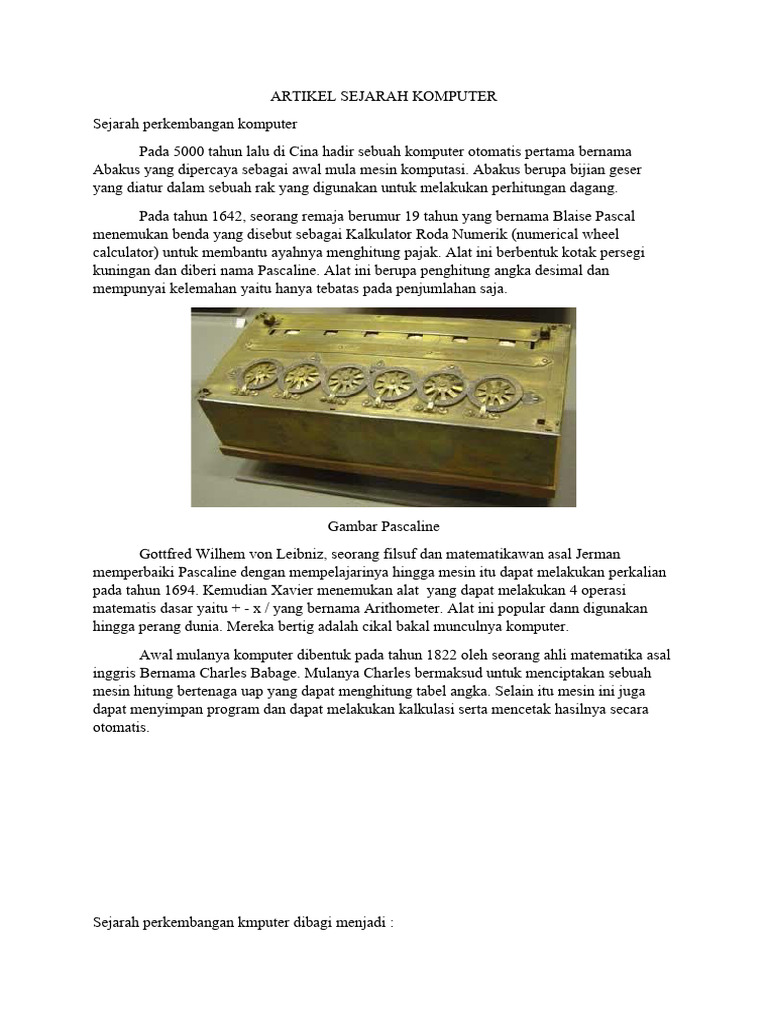 Sejarah Awal Perkembangan Komputer | PDF