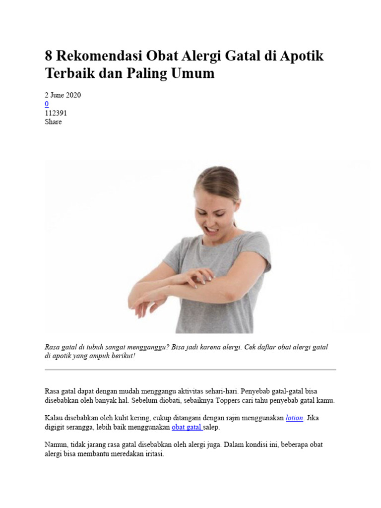 8 Rekomendasi Obat Alergi Gatal Di Apotik Terbaik Dan Paling Umum | PDF ...