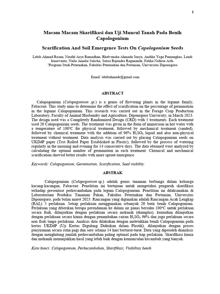 Jurnal Skarifikasi Dan Uji Muncul Tanah (UKDdP) | PDF | Seed | Plants