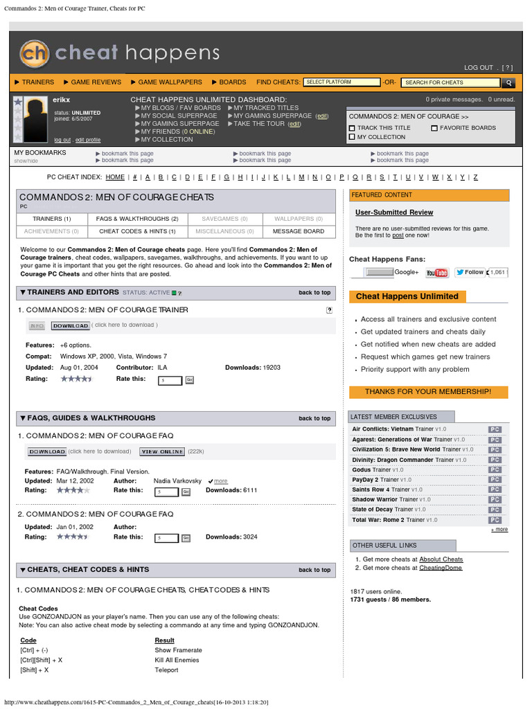 Commandos 2 - Men of Courage Trainer, Cheats For PC | PDF | Cheating In Video Games | Operating ...