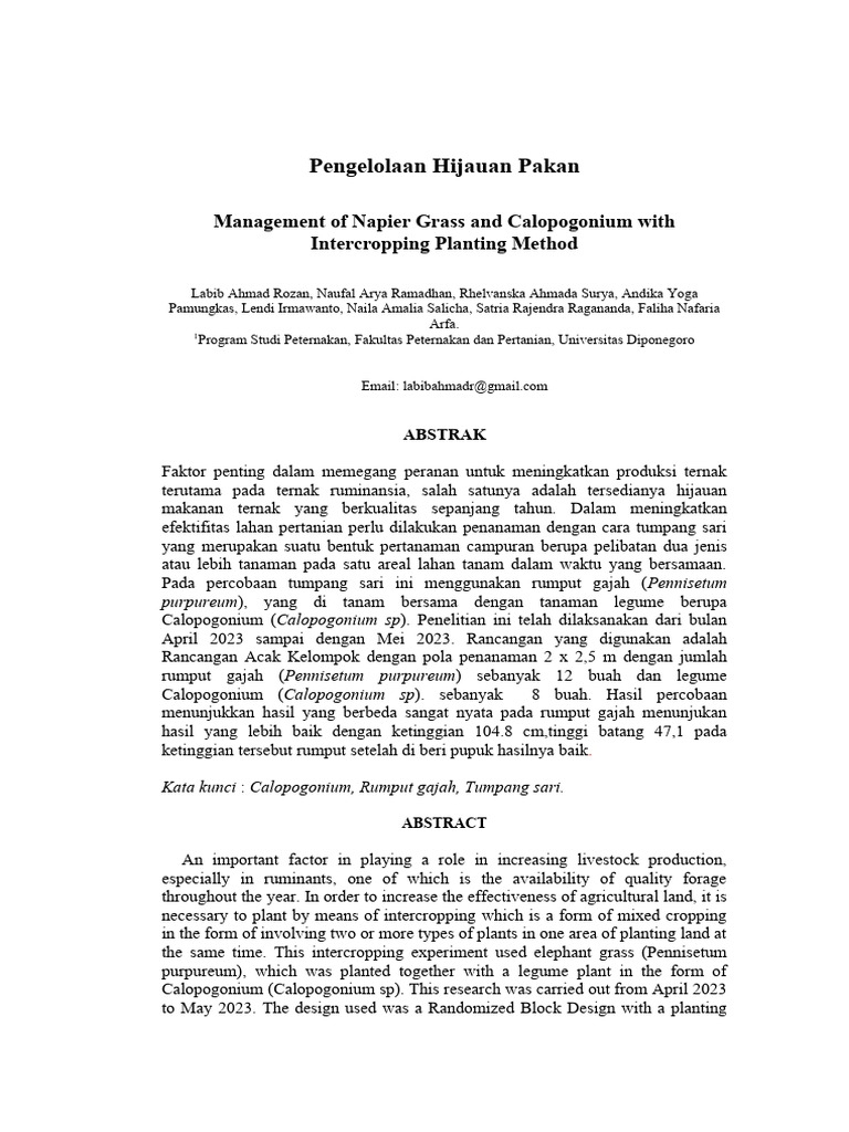 Jurnal Tumpang Sari Rumput Dan Legum | PDF