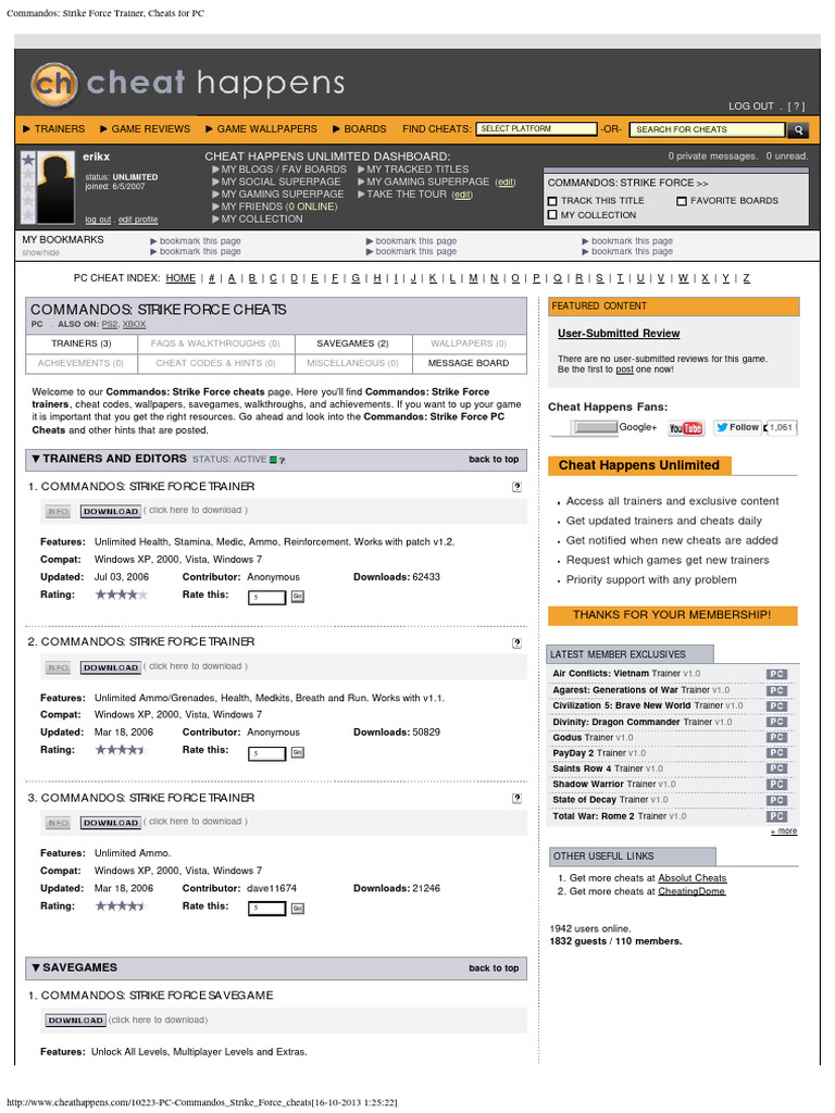 Commandos Strike Force Trainer, Cheats For PC | PDF | Cheating In Video ...