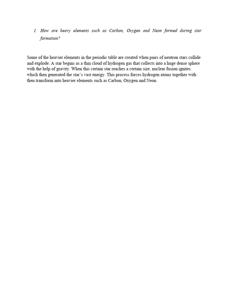 Formation of Heavy Elements in Stars | PDF