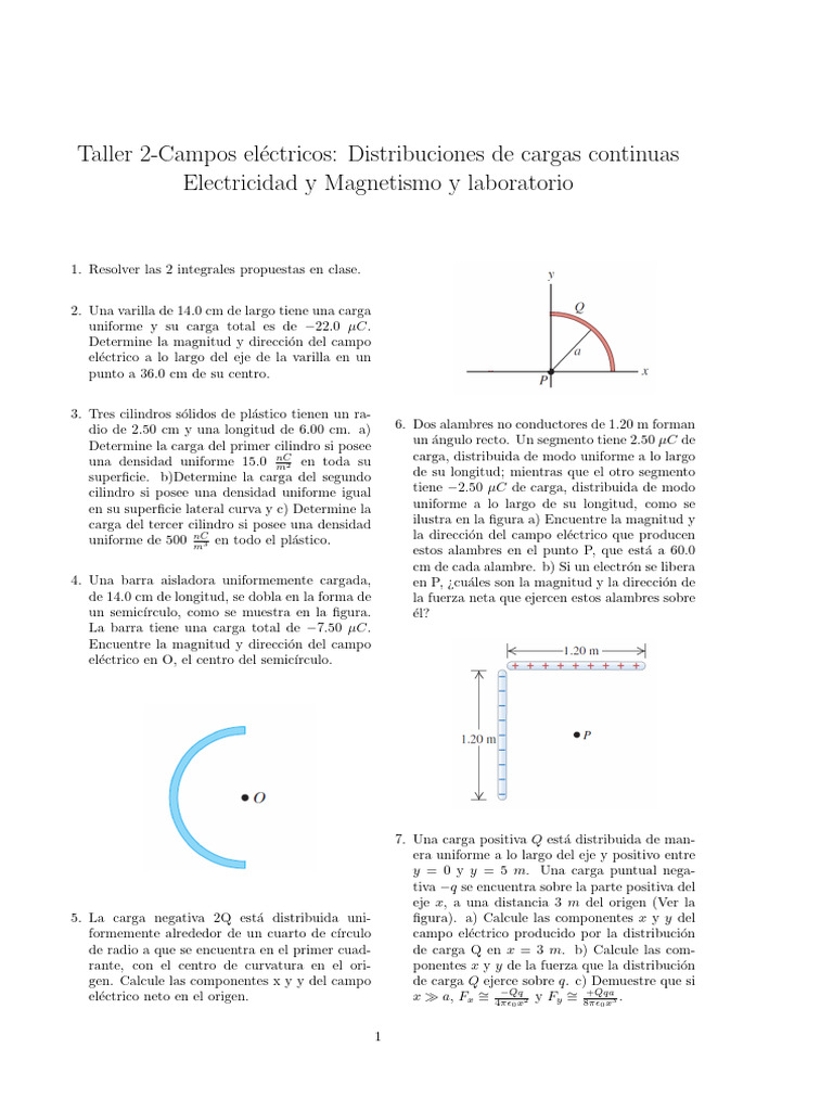 Taller2 CampoEléctrico | PDF | Física teórica | Electricidad