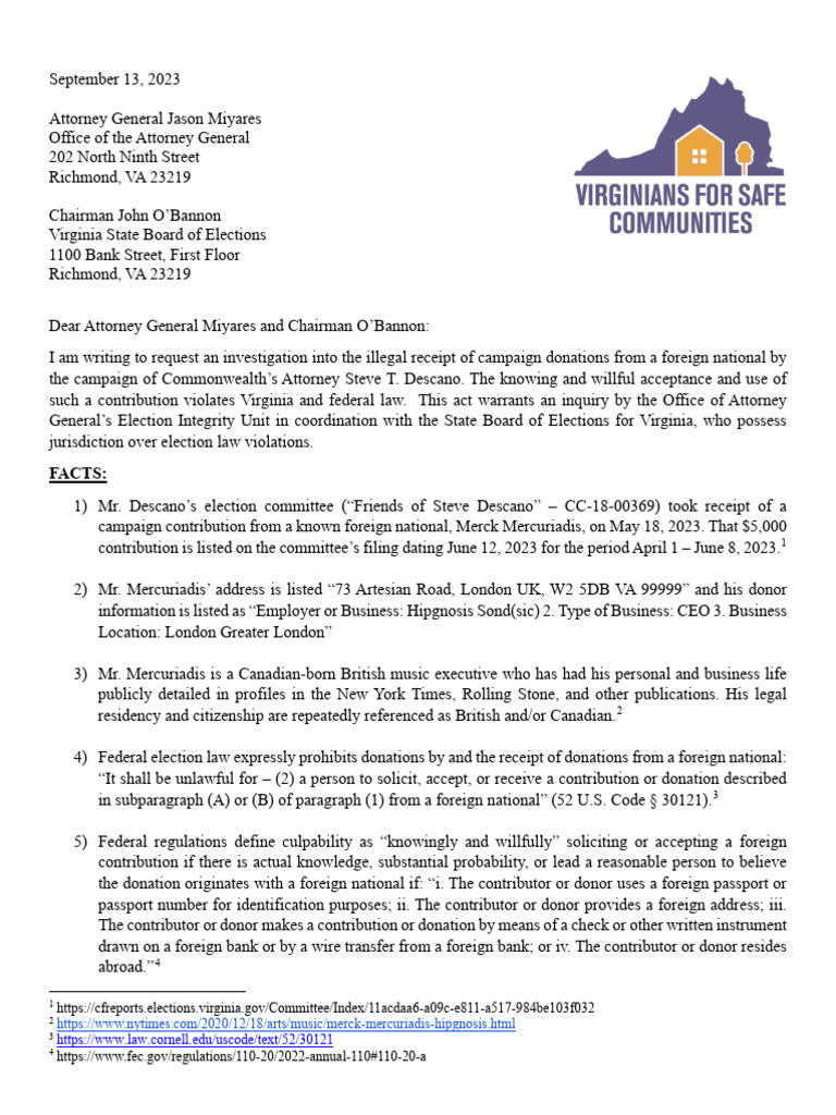 VSC Letter To AG Miyares | PDF | United States Federal Sentencing ...