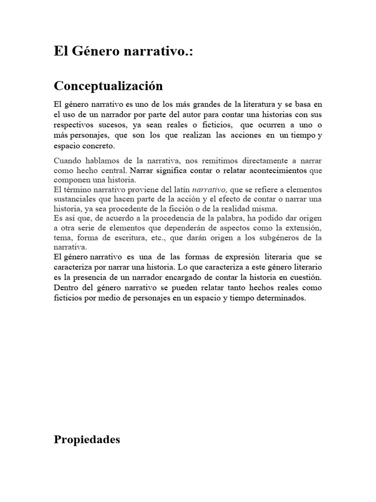 Origen y Estructura del Género Narrativo | PDF | Narración