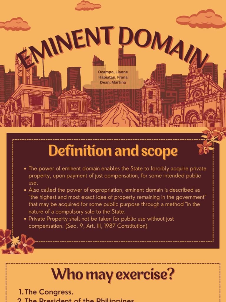 Cons2 Eminent-Domain Dean-Habiatan-Ocampo Sec69 | PDF | Eminent Domain | Government