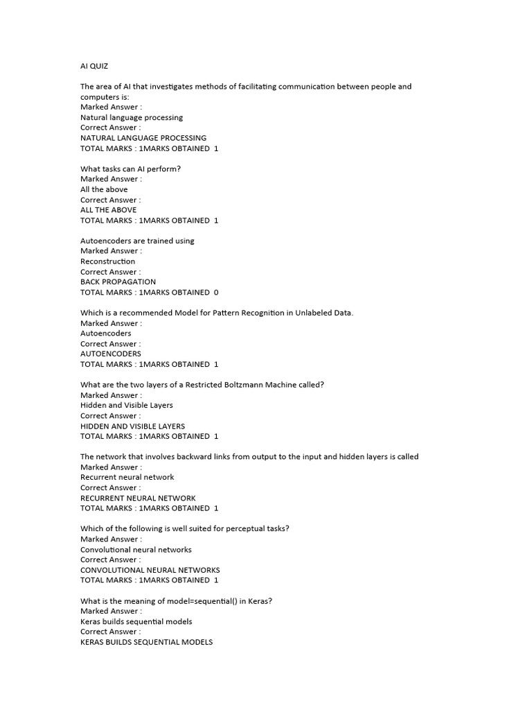 Ai Quiz | PDF | Artificial Neural Network | Artificial Intelligence