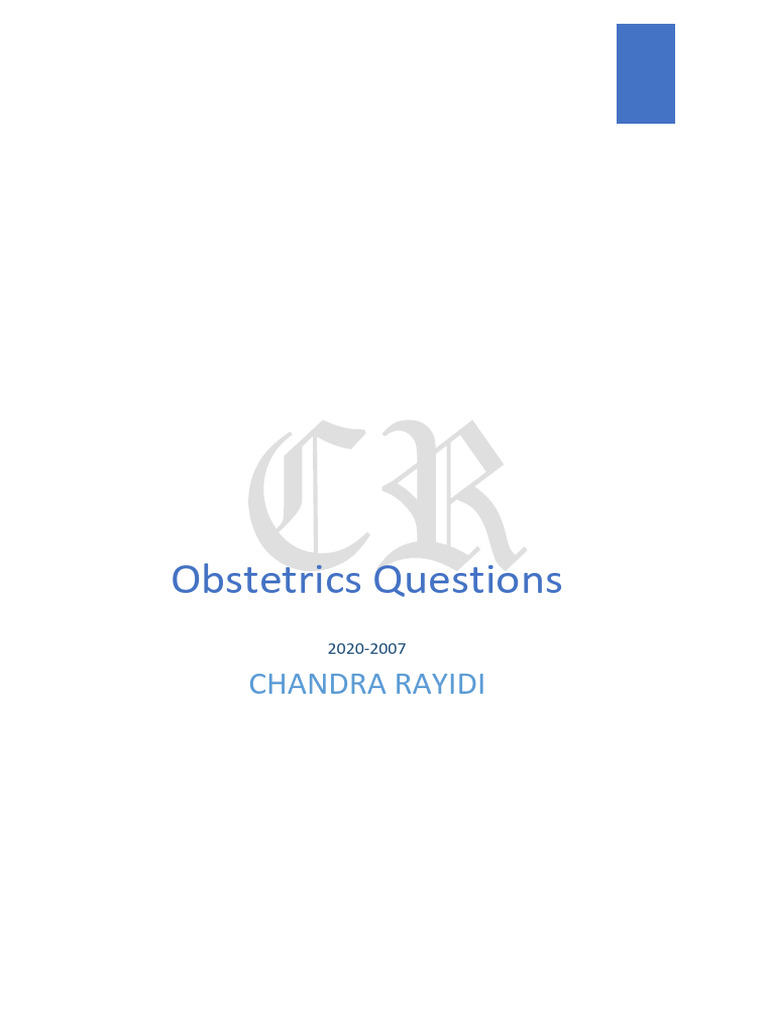 Obstetrics Questions | PDF | Pregnancy | Childbirth