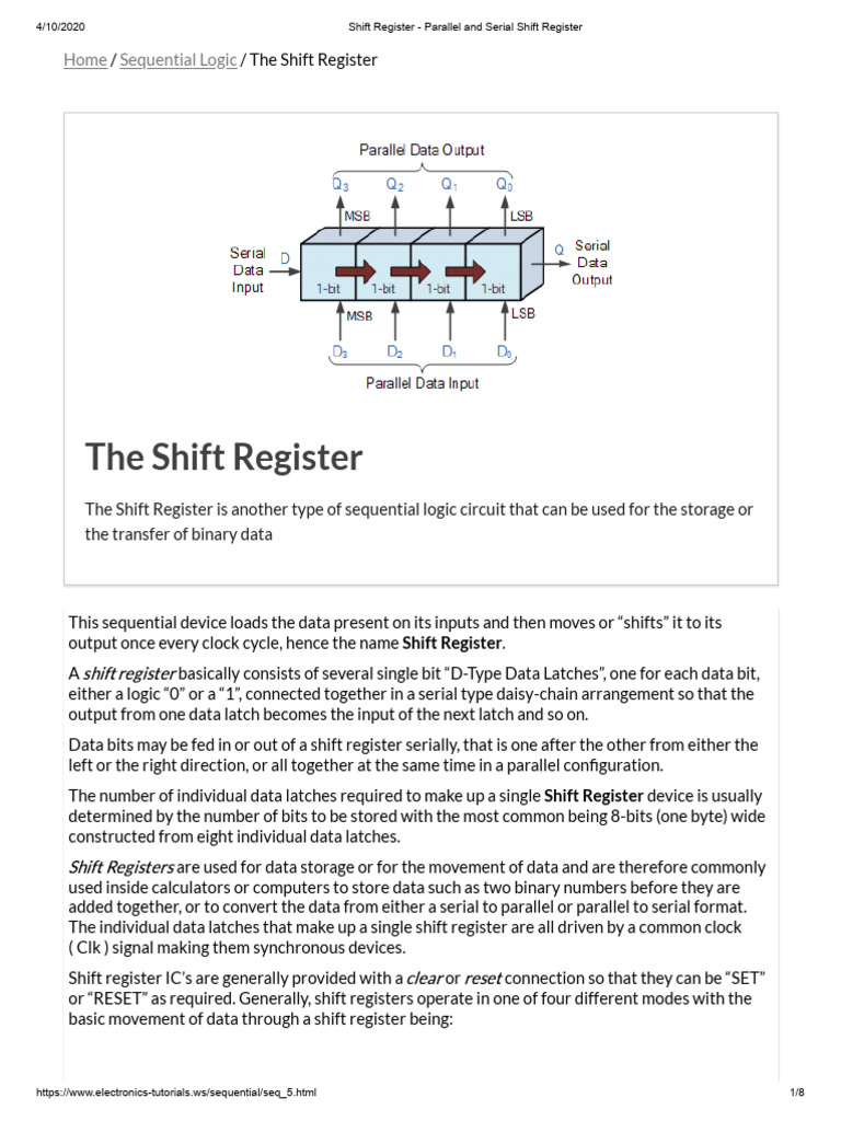 Shift Register - Parallel and Serial Shift Register | PDF | Electronic Circuits | Data