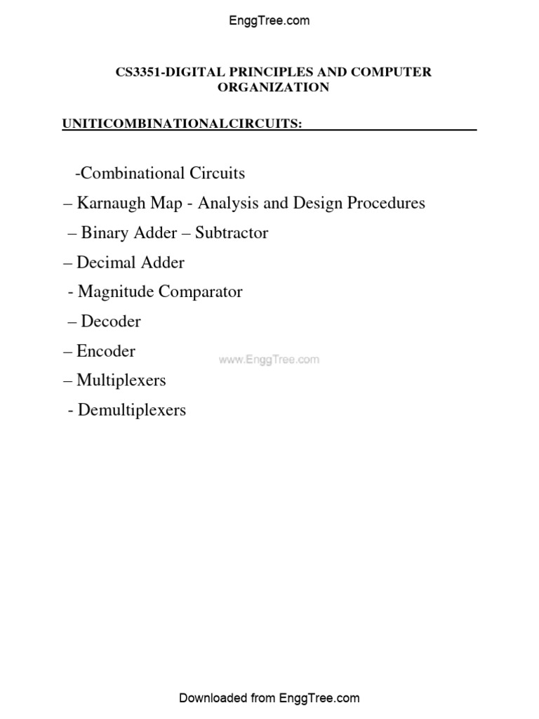 Cs3351 Digital Principles And Computer Organization Lecture Notes 2 Download Free Pdf