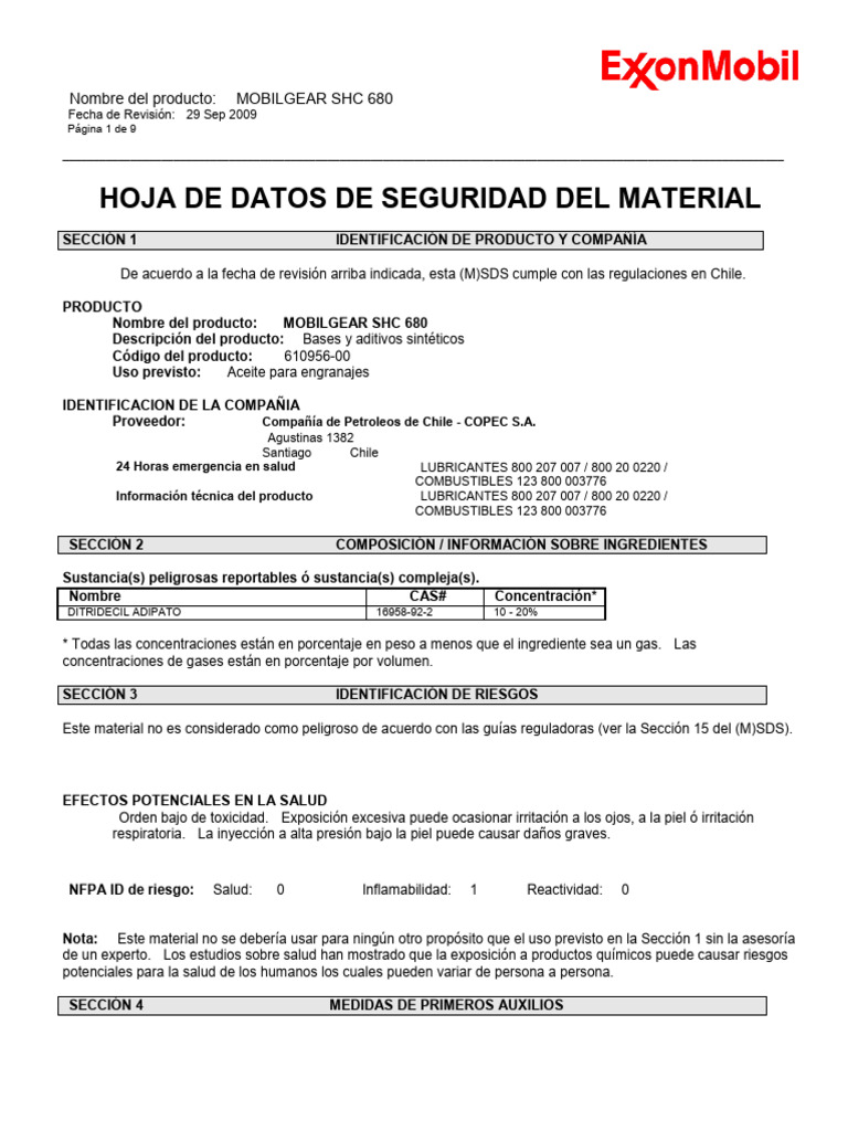 Hds-Mobilgear SHC 680 | PDF | Agua | Ventilación (Arquitectura)