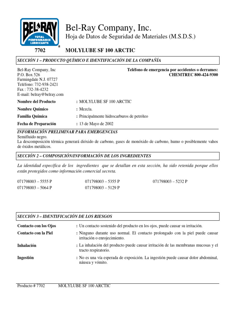Hds-Molylube SF 100 Arctic | PDF | Agua | Petróleo