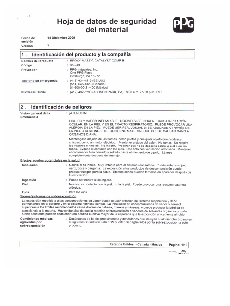 Hds-Epoxy Mastic Catalyst Comp B | PDF