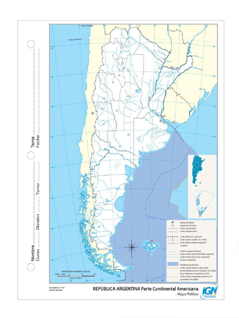 Mapa Argentina División Política Nº3 - 2023 | PDF