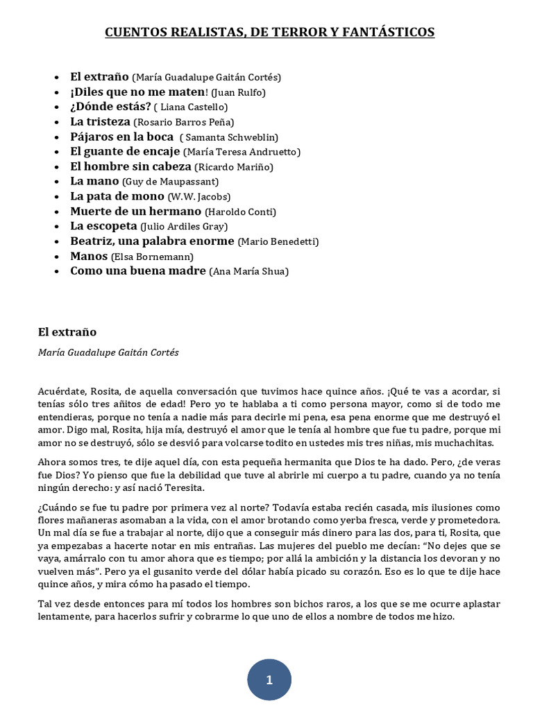Cuentos de Terror y Realismo Literario | PDF | Aves | Amor