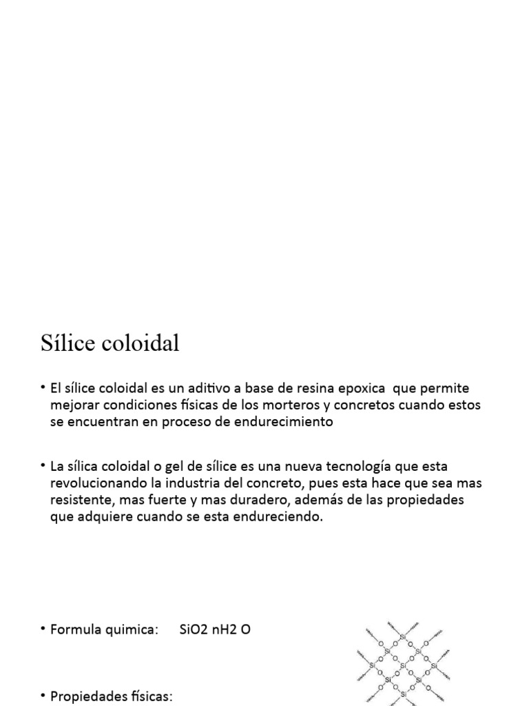 Propiedades y usos del sílice coloidal | PDF