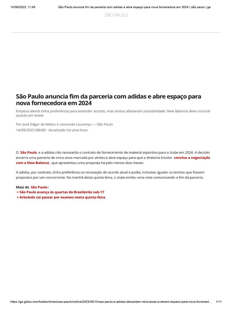 São Paulo Anuncia Fim Da Parceria Com Adidas e Abre Espaço para Nova ... São Paulo Anuncia Fim Da Parceria Com Adidas e Abre Espaço para Nova ...