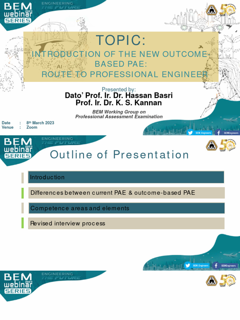 Bem Webinar 2023 - Introduction of The New Bem Outcome Based Pae (8.3. ...
