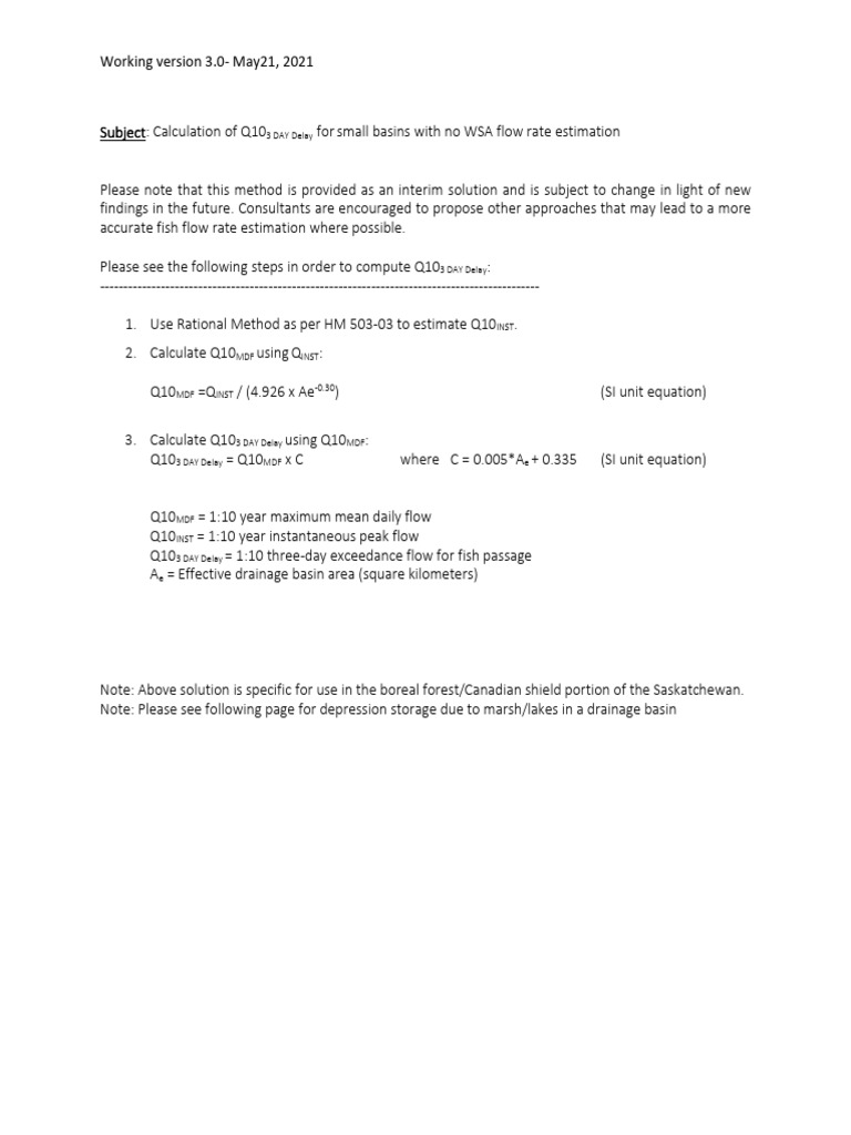 Revised - 3Q10 - Fish Flow Rate - Ellis Equation - V3.0 and Depression ...