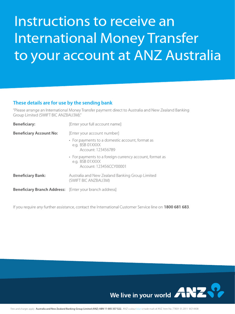 ANZ International Money Transfer Guide | PDF