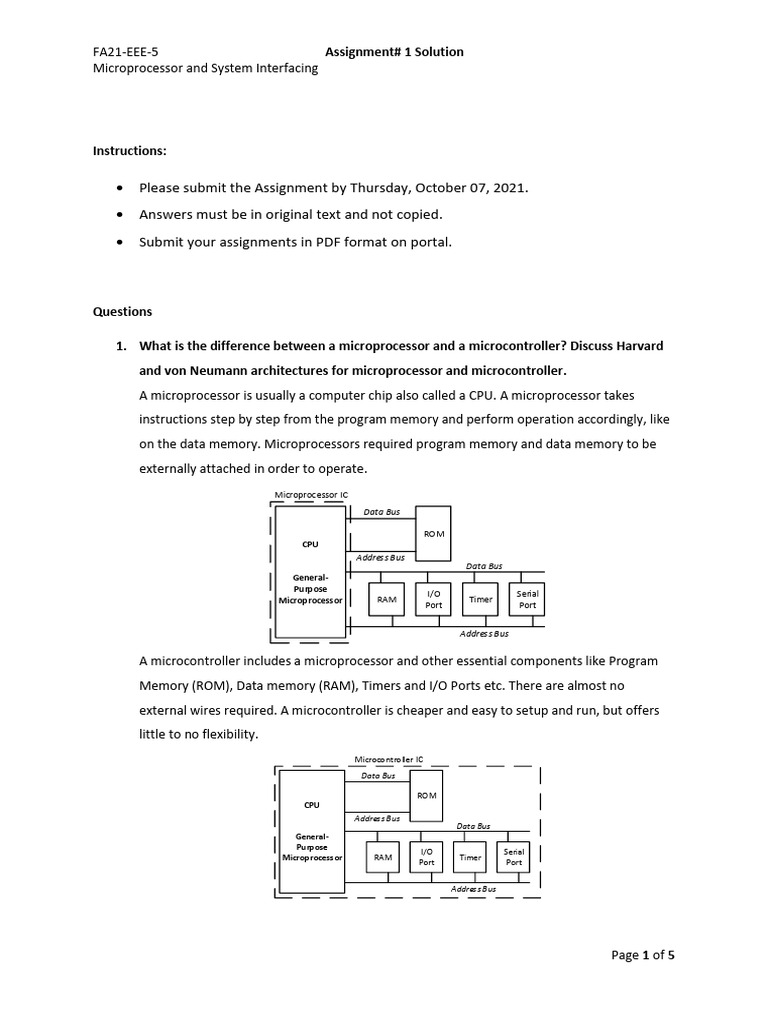 Assignment1 Solution | PDF | Central Processing Unit | Microcontroller