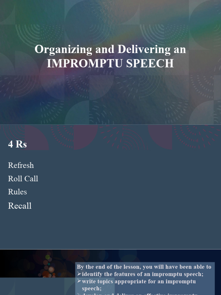 Organizing AndDelivering An Impromptu Speech | PDF | Science | Cognition
